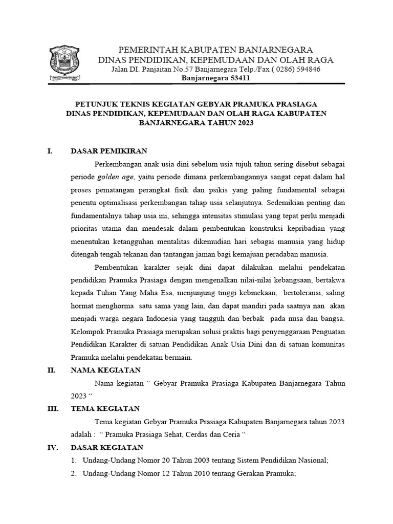 Juknis Kegiatan Gebyar Pramuka Prasiaga | PDF
