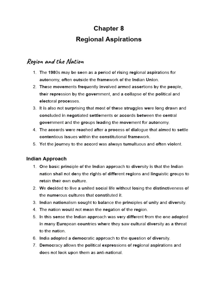 Chapter 8 - Regional Aspirations | PDF