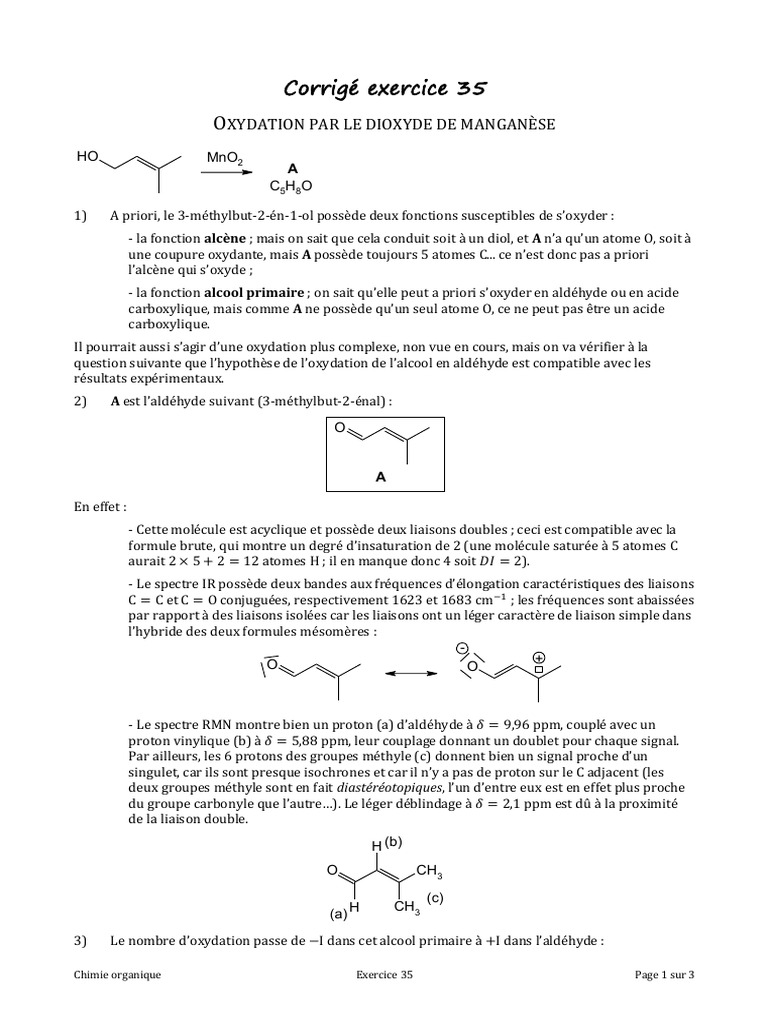 Oxydation de l'alcool par MnO2 en aldéhyde | PDF | Aldéhyde | Alcène
