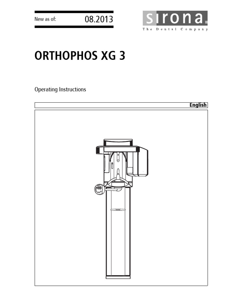 Sirona Orthophos XG3 User Guide | PDF | Radiation Protection | Dentistry