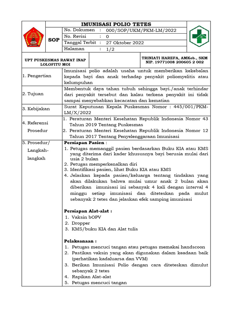 SOP - bOPV Di Posyandu | PDF