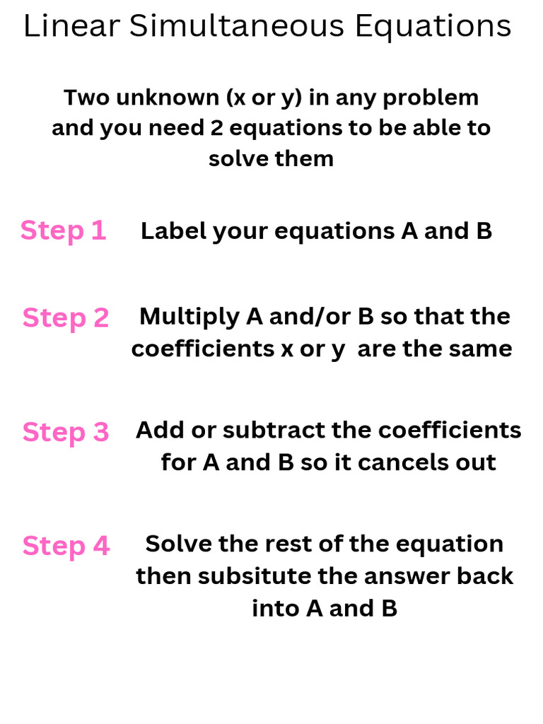Steps For Linear Simultaneous Equations PDF