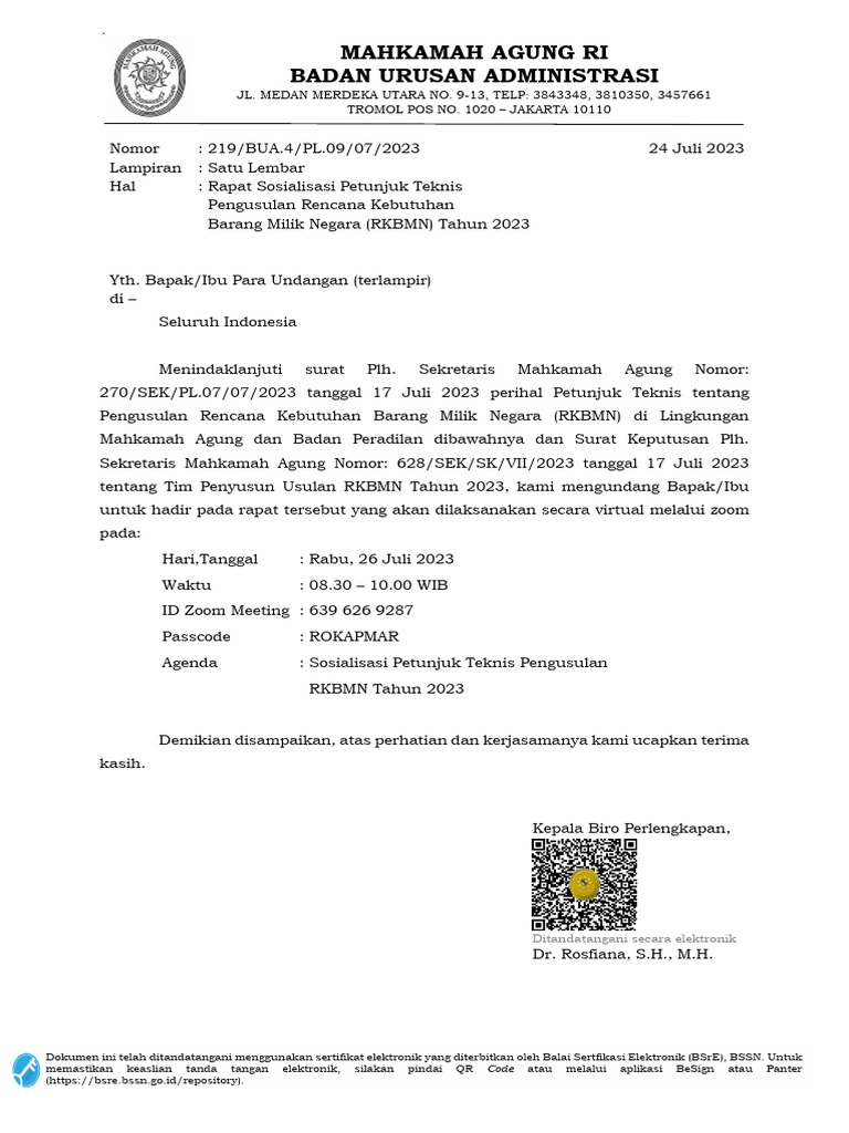 Surat Undangan Sosialisasi Juknis RKBMN 2023 | PDF Surat Undangan Sosialisasi Juknis RKBMN 2023 | PDF