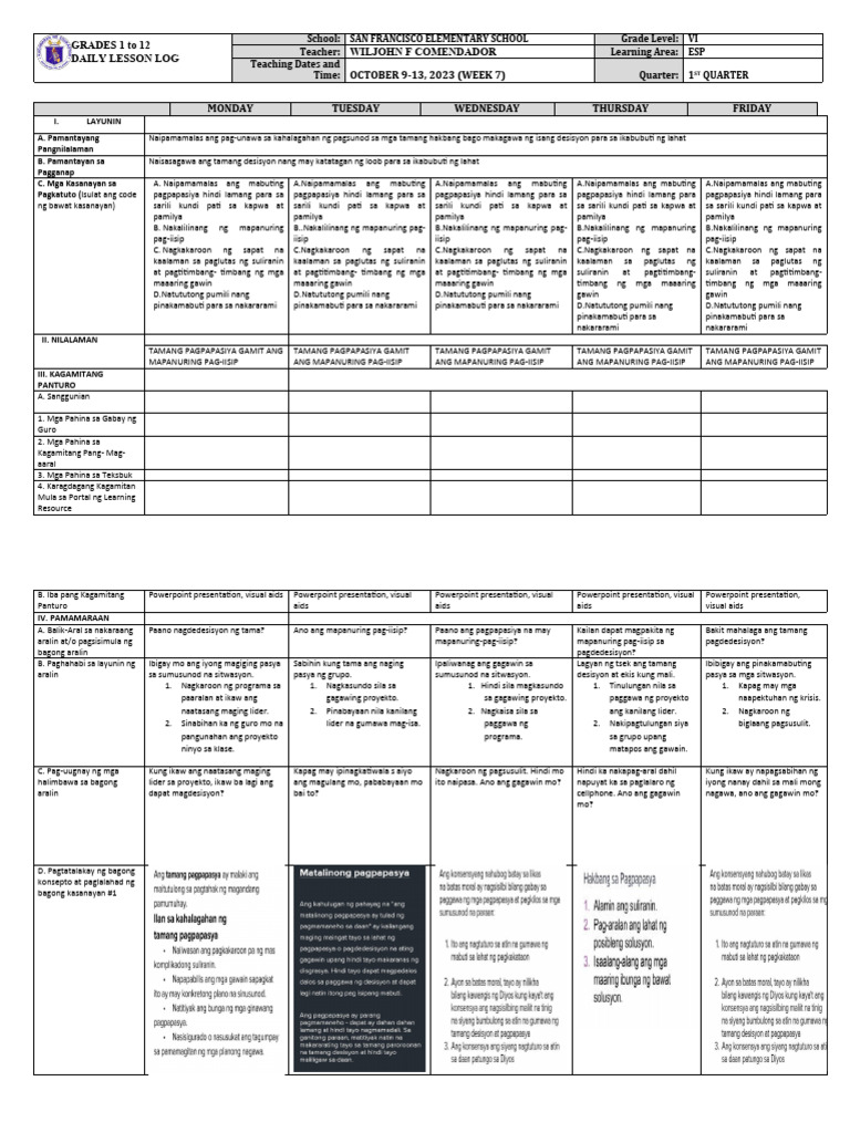 DLL Q1 W7 Esp 6 | PDF