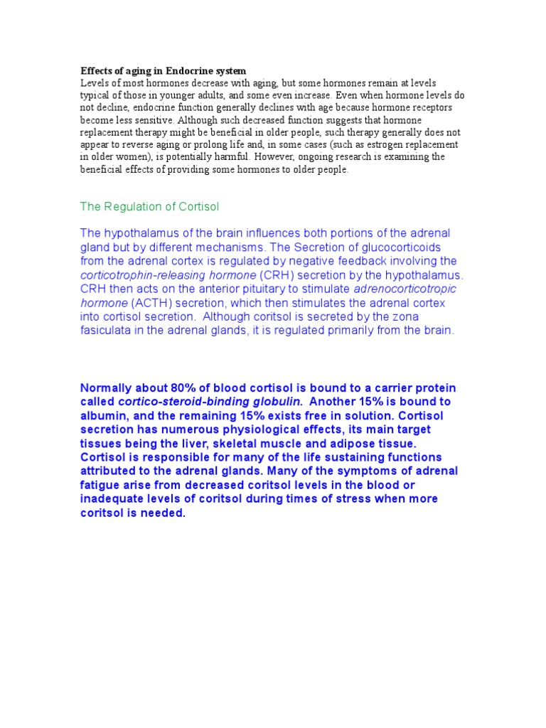 Effects of Aging in Endocrine System | PDF | Cortisol | Adrenal Gland