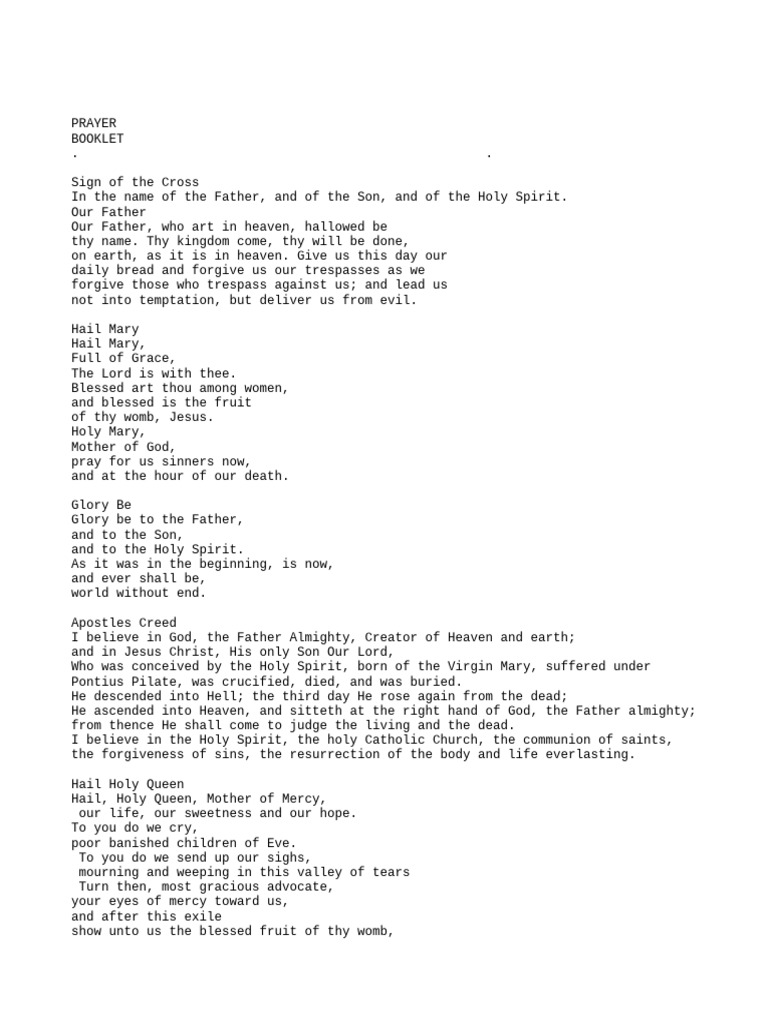 Prayer Booklet Pdf God The Father Lord S Prayer