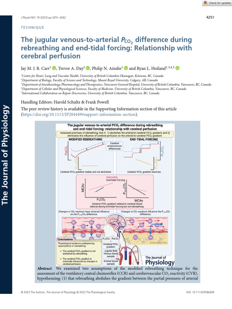 The Jugular Venous-To-Arterial pCO2 Difference During Rebreathing and ...