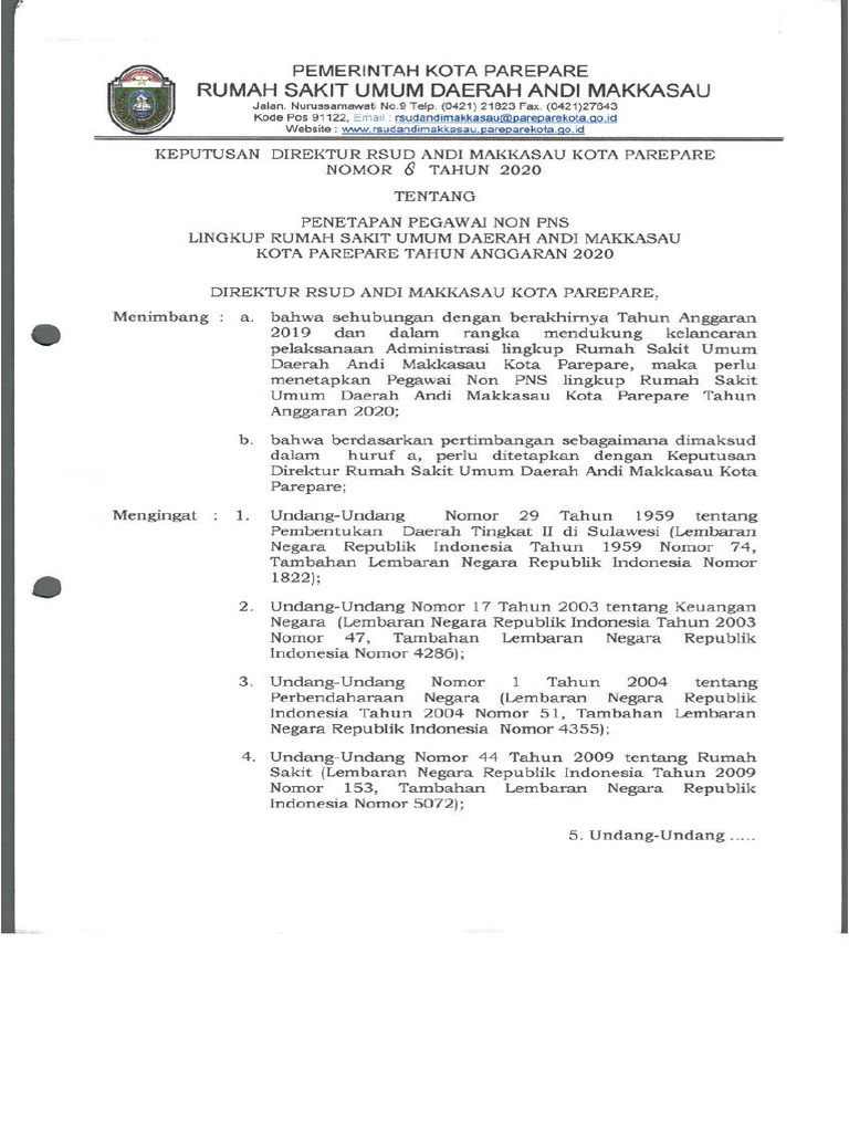 SK Direktur No 8 Tahun 2020 | PDF