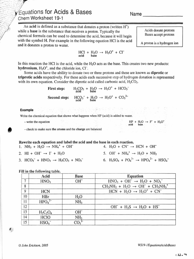Equations For Acids and Bases | PDF