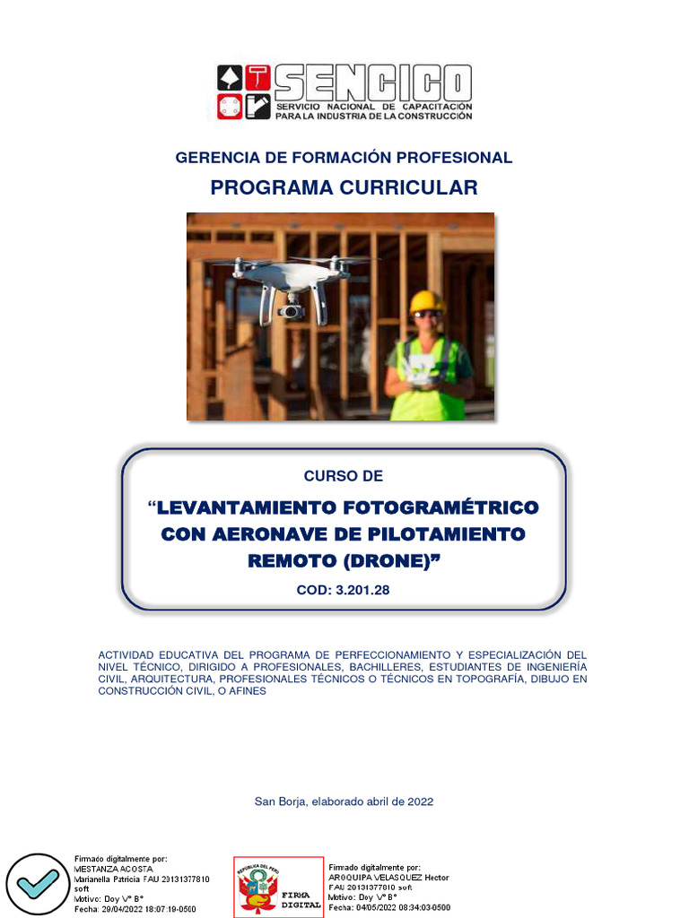 LEVANTAMIENTO FOTOGRAMÉTRICO CON AERONAVE DE PILOTAMIENTO REMOTO (DRONE ...