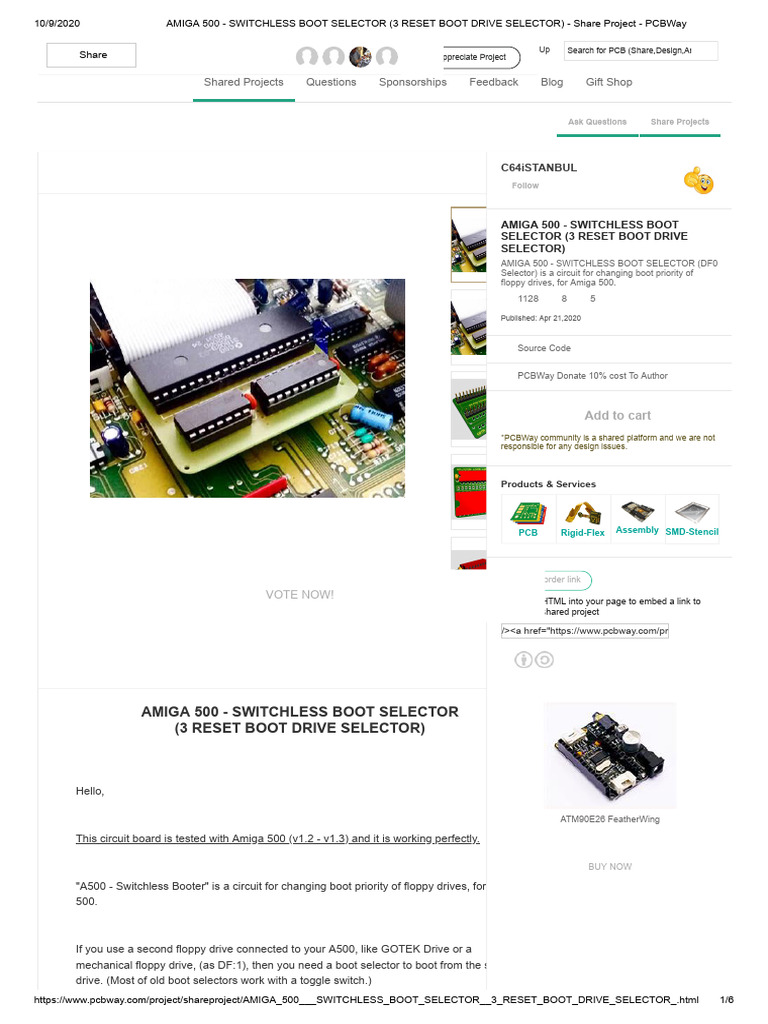 AMIGA 500 - SWITCHLESS BOOT SELECTOR (3 RESET BOOT DRIVE SELECTOR ...