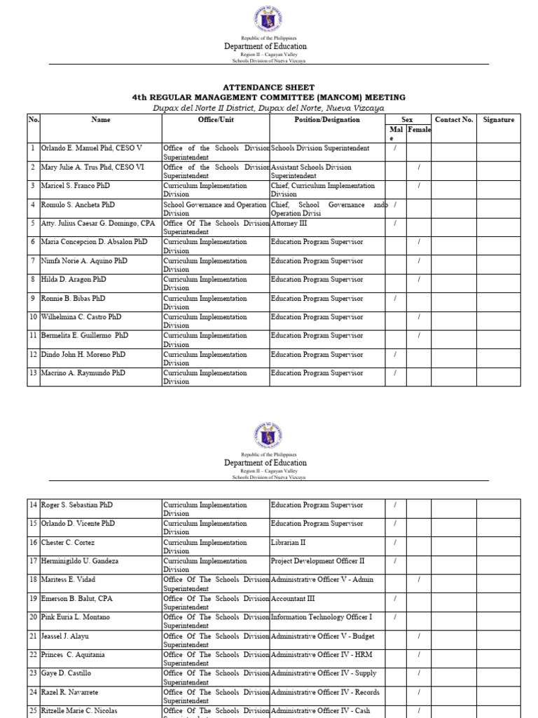 Attendance Sdo | PDF