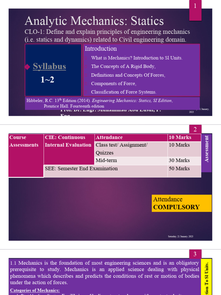 Mechanics Slide 1-2 | PDF