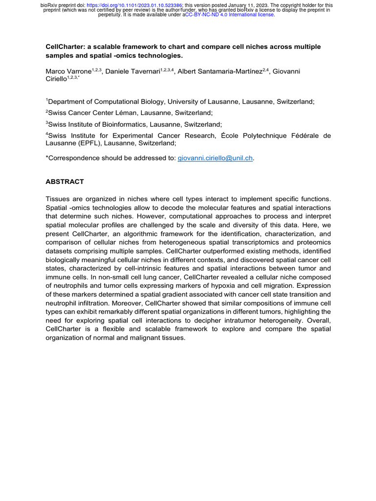 KG - CellCharter - A Scalable Framework To Chart and Compare Cell ... KG - CellCharter - A Scalable Framework To Chart and Compare Cell ...