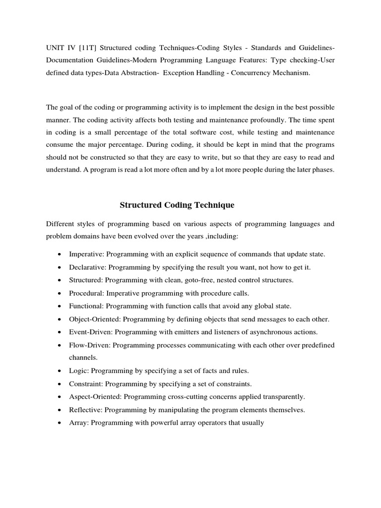 Structured Coding Techniques and Guidelines | PDF | Computers