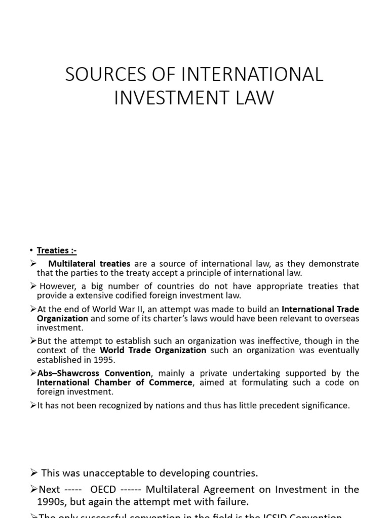 Sources of International Investment Law | PDF