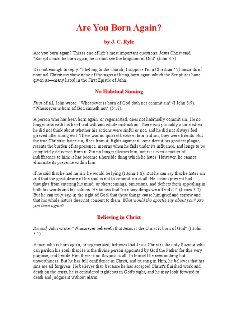 Are You Born Again | PDF | Born Again | Sin