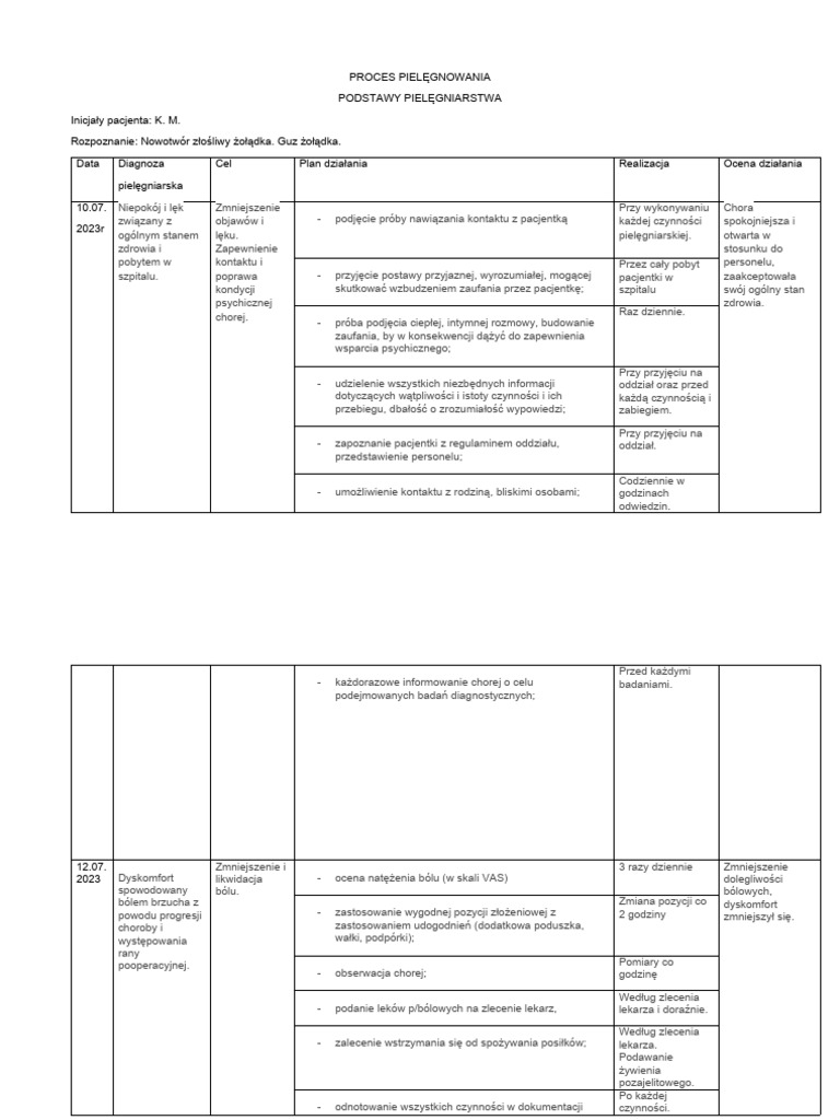 Proces Pielęgnowania | PDF