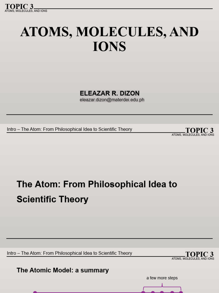 03 Atoms Molecules and Ions | PDF | Proton | Atomic Nucleus