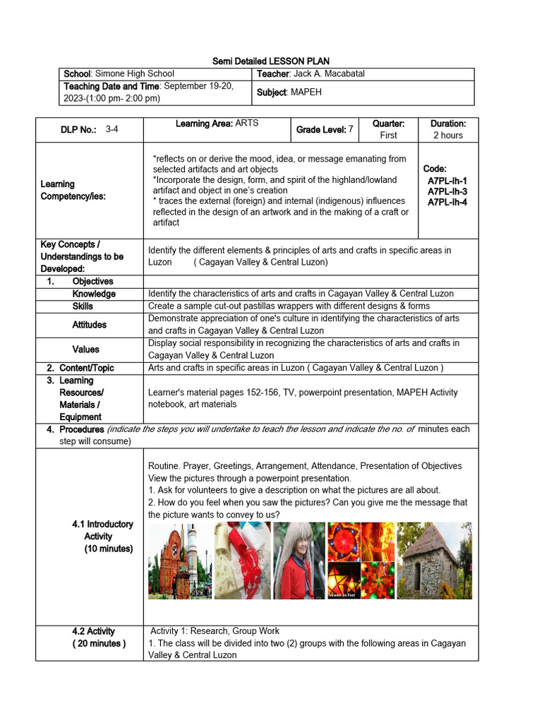 Arts7 Q1 DLP3 4 | PDF