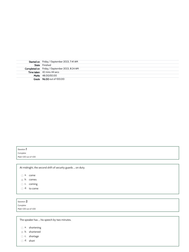 ENGLISH QUIZ - Attempt Review | PDF
