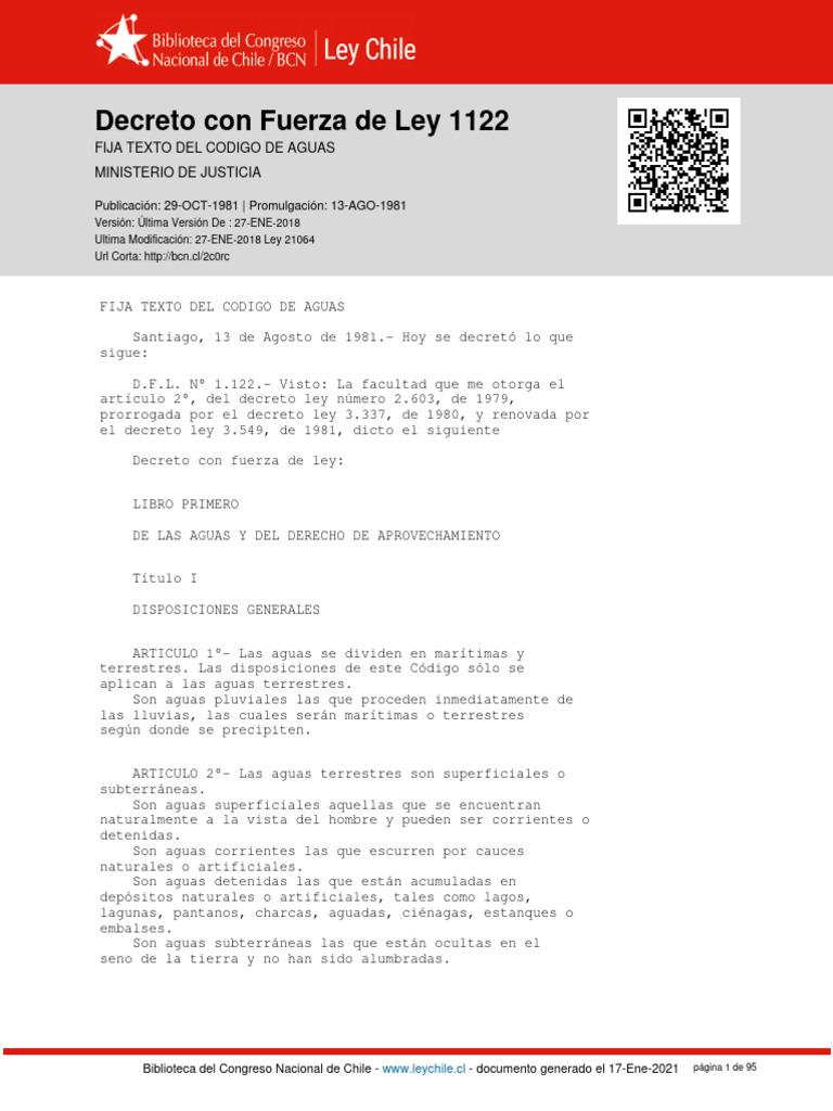 Codigo de Aguas Ley 1122 | PDF