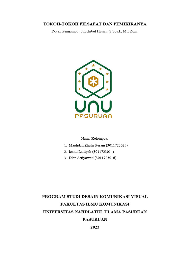 Tokoh Filsuf Dan Pemikirannya | PDF