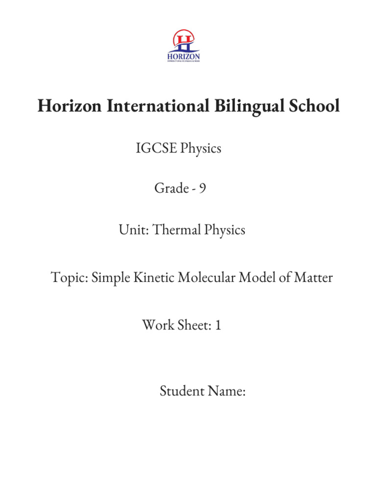 Simple Kinetic Molecular Model of Matter Igcse Physics Ext-Theory-Qp | PDF