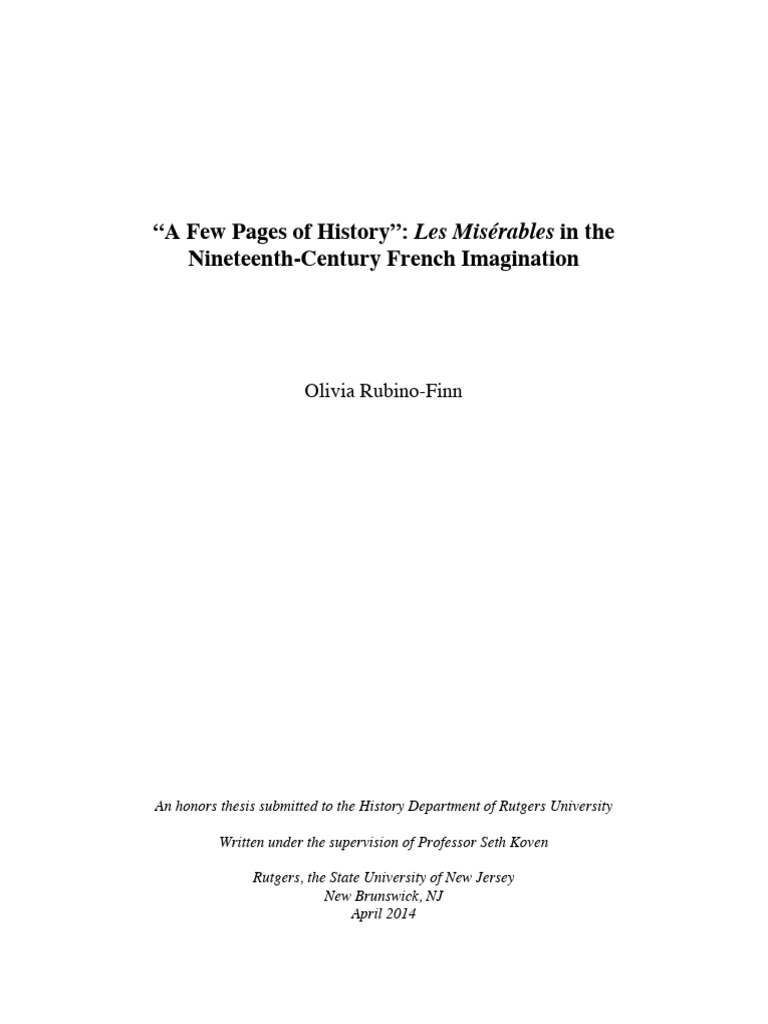 A Few Pages of History Les Miserables I | PDF