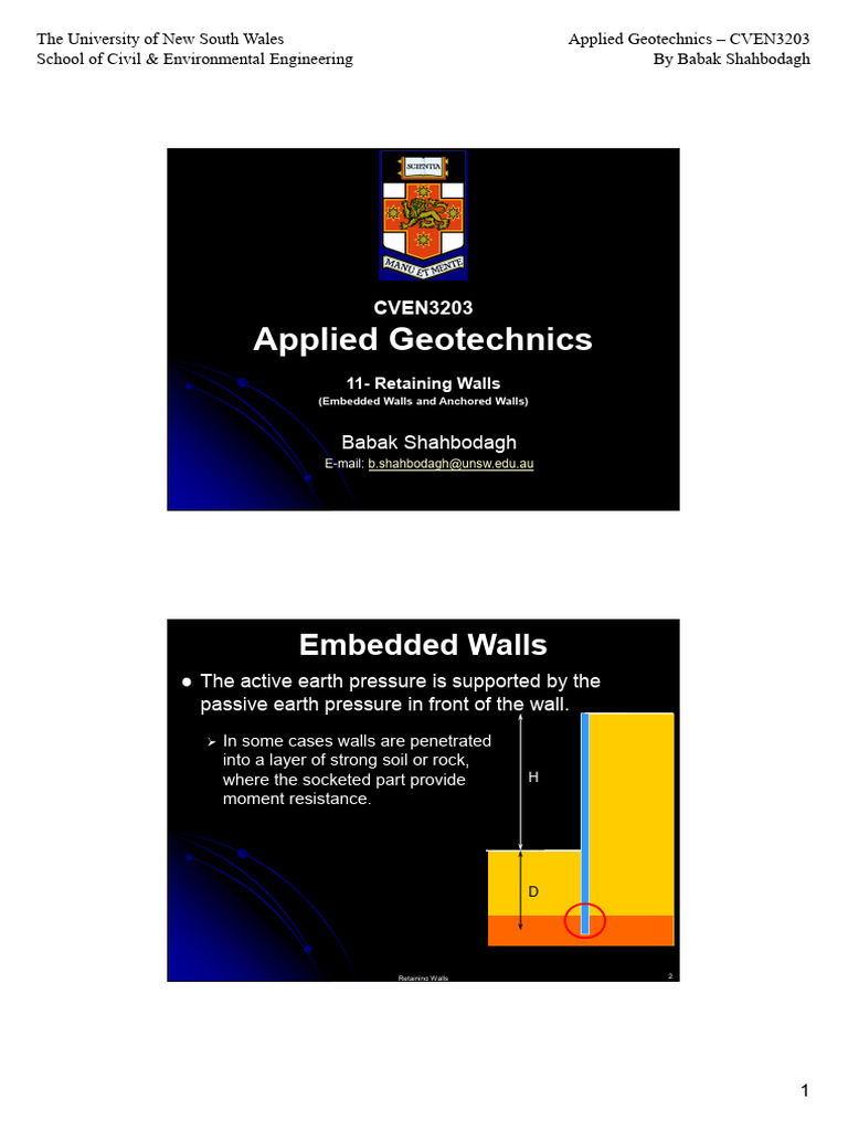 9-Retaining Walls-Embedded Anchored Walls 2021 | PDF
