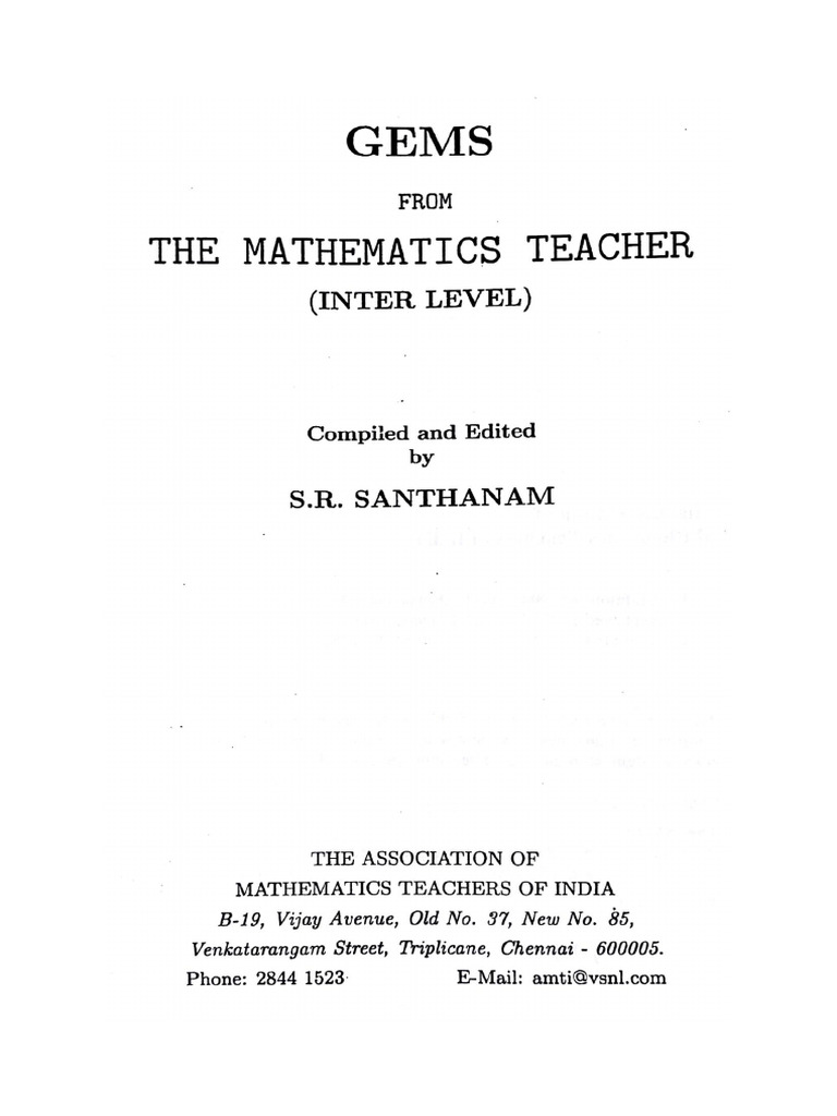 AMTI Gems Inter I From The Mathematics Teacher Ramanujan Contest ...
