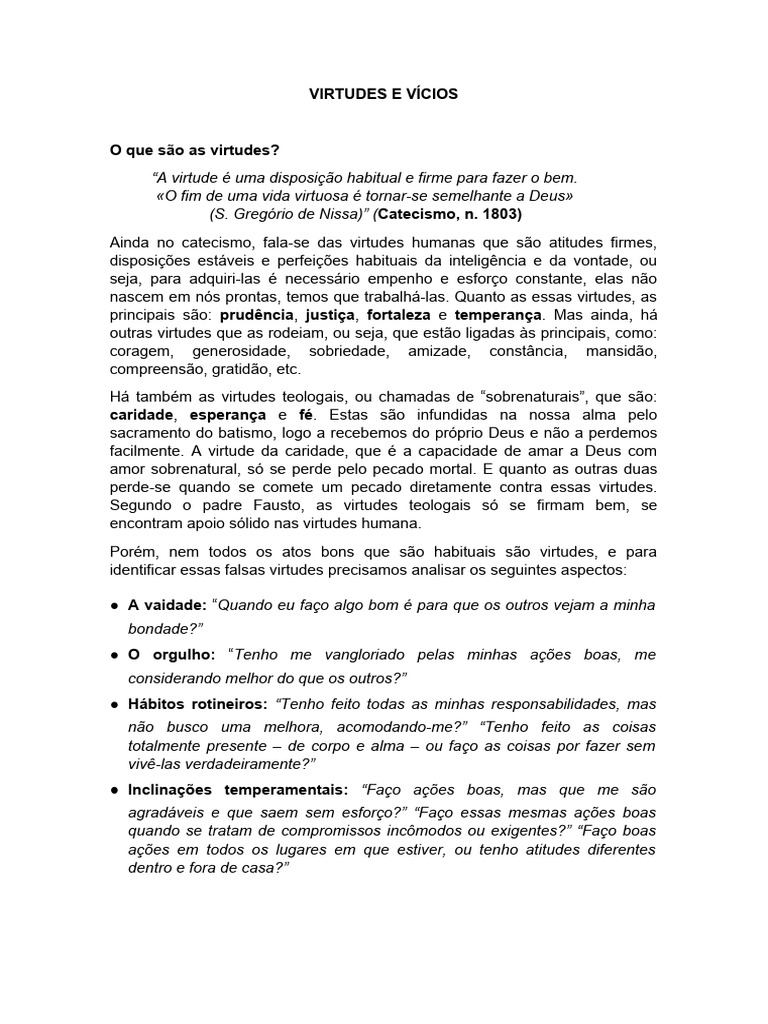 Virtudes e Vícios | PDF