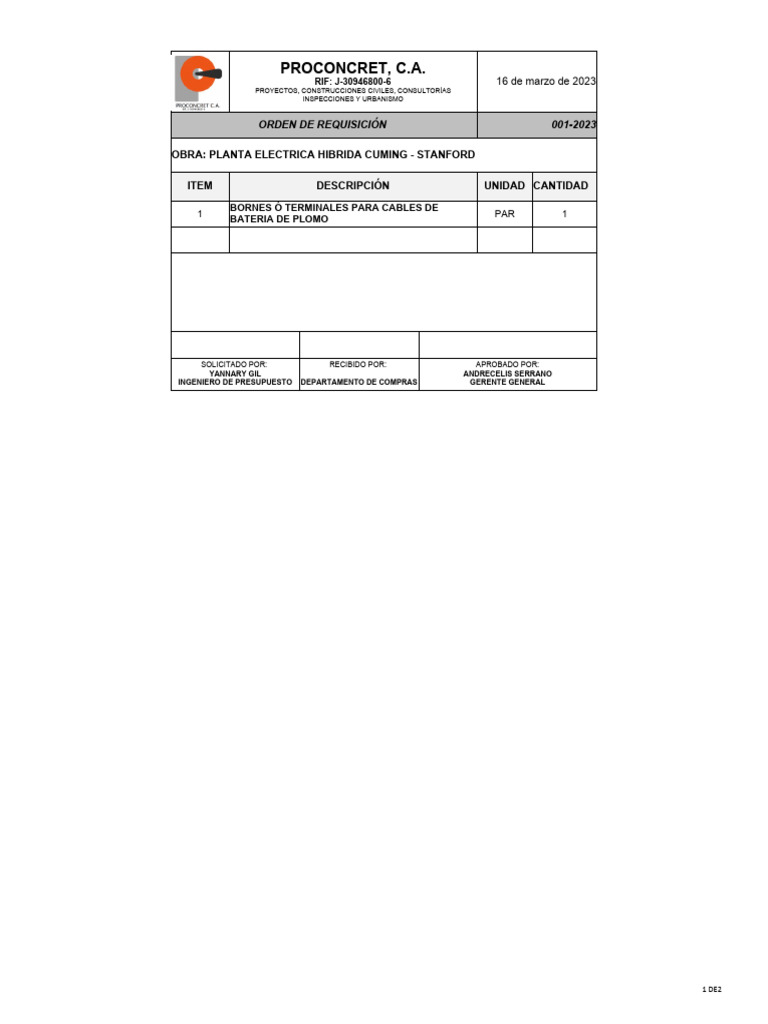 Requisiciones de Materiales 2023 | PDF