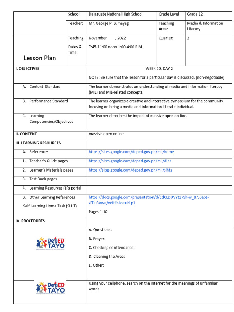 DLP-MIL-Q2-Week 10 Day 2. Describe The Impact of Massive Open On-Line by George P. Lumayag | PDF ...