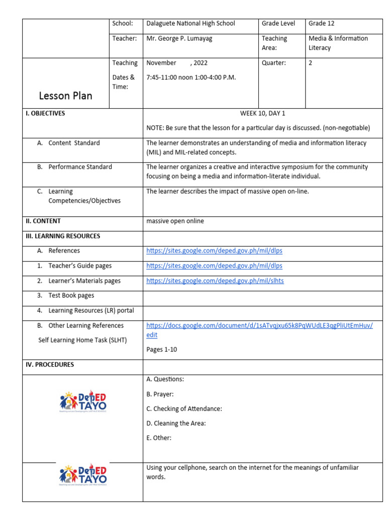 DLP-MIL-Q2-Week 10 Day 1. Describe The Impact of Massive Open On-Line ...