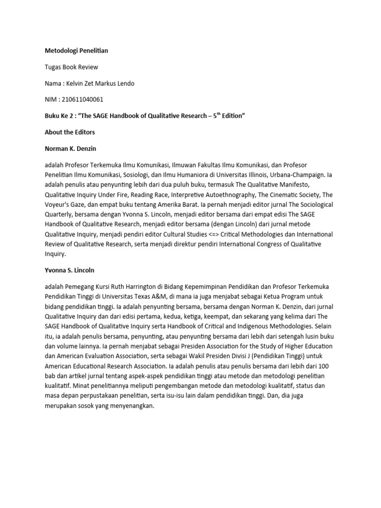 Metodologi Penelitian Kualitatif Denzin-Lincoln | PDF | Ilmu Sosial