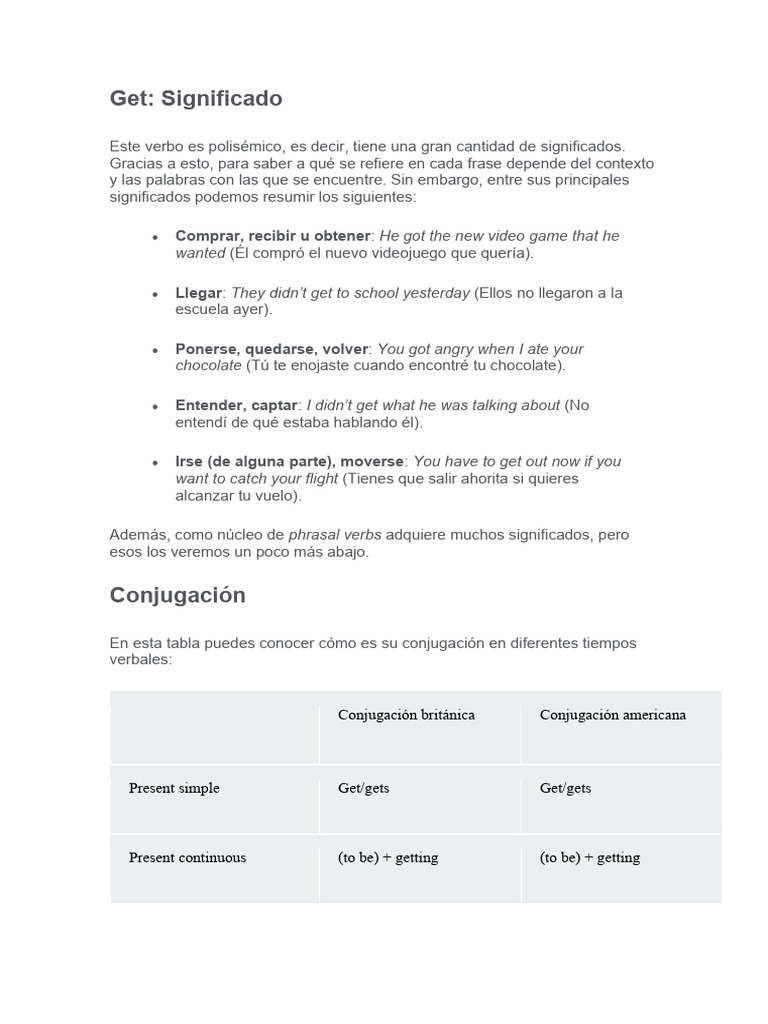 Get Significado y Conjugacion JT | PDF
