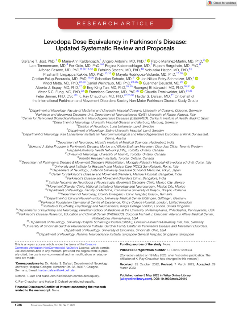 Levodopa Dose Equivalency in PD | PDF | Wellness | Science & Mathematics