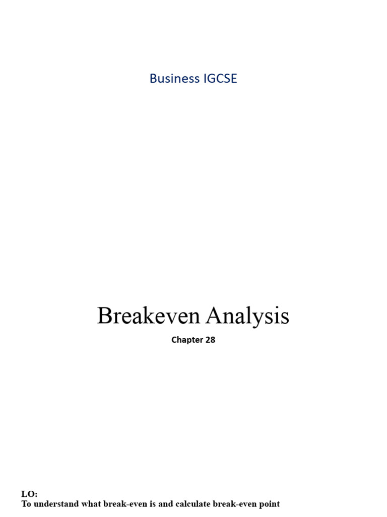 NL CH 28, Break-Even Analysis | PDF