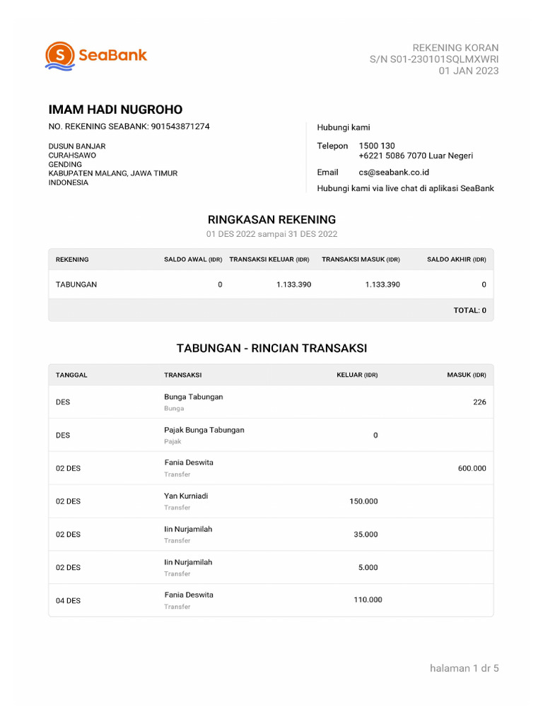Seabank Statement | PDF