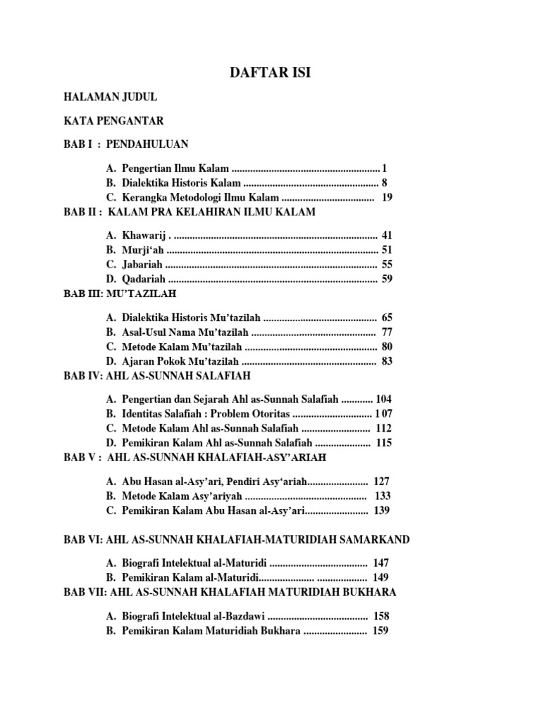 DFTR ISI Ilmu Kalam | PDF