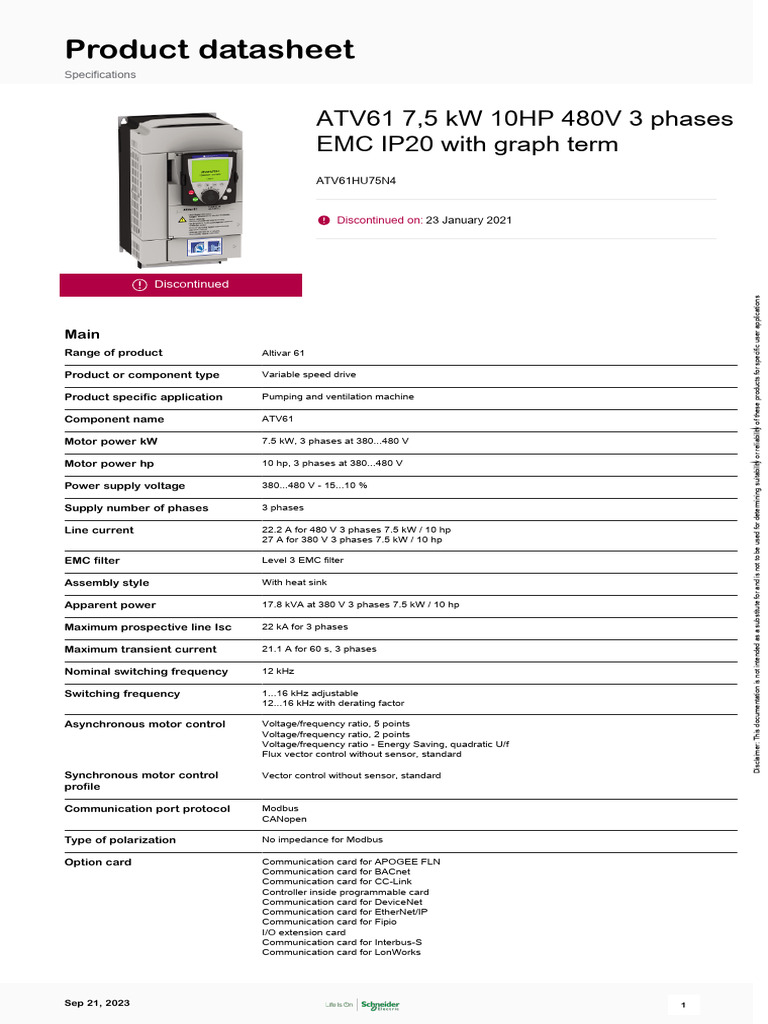 Altivar 61 - ATV61HU75N4 | PDF