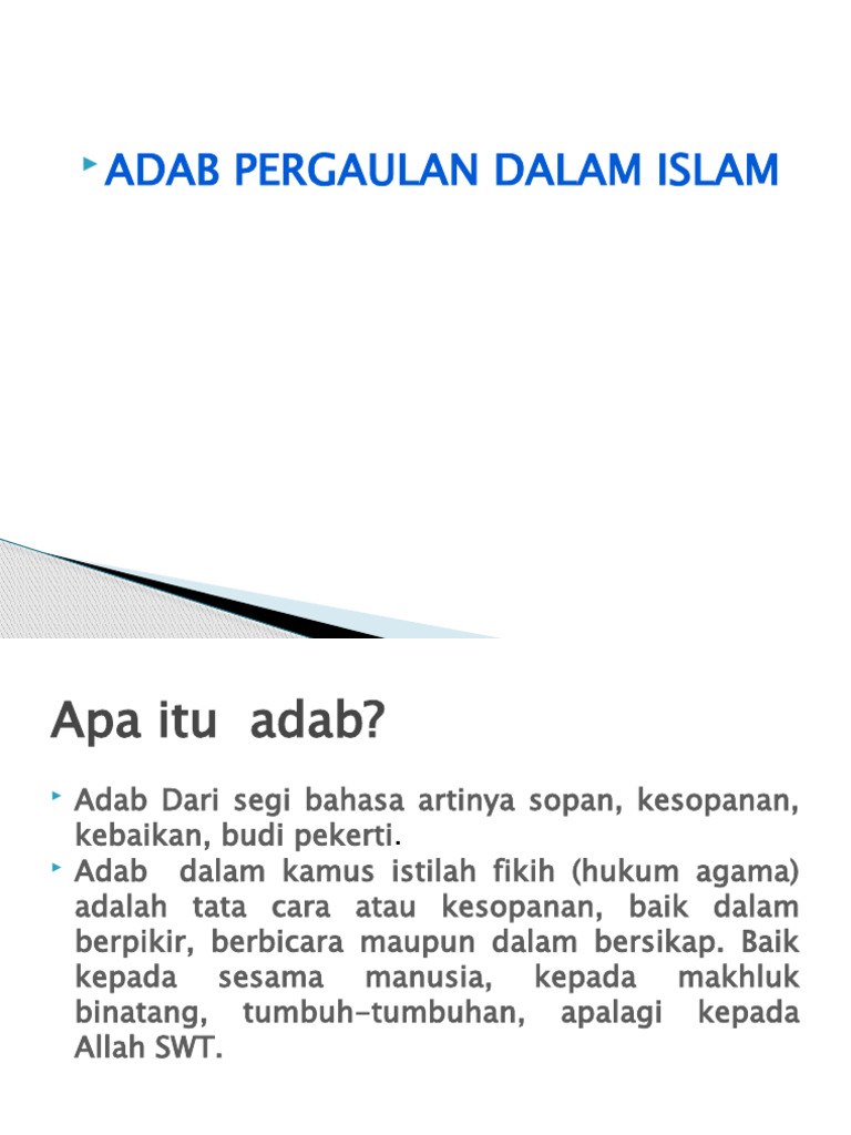 Adab Pergaulan Islam | PDF