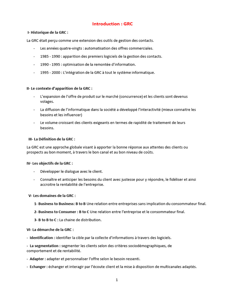 GRC Résumé | PDF