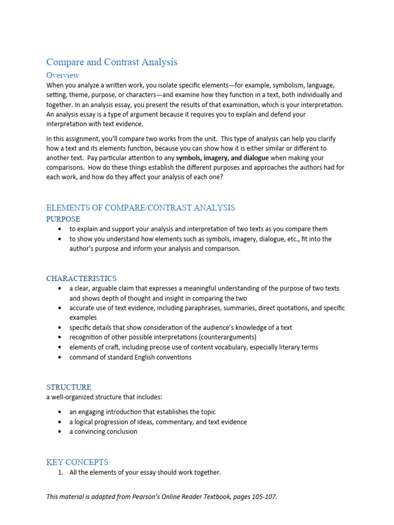 Compare and Contrast Essay Guide | PDF | Essays | Grammatical Tense
