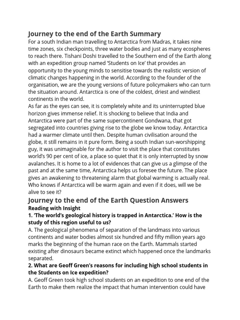 Journey.... Earth Class 12 | PDF | Antarctica | Earth