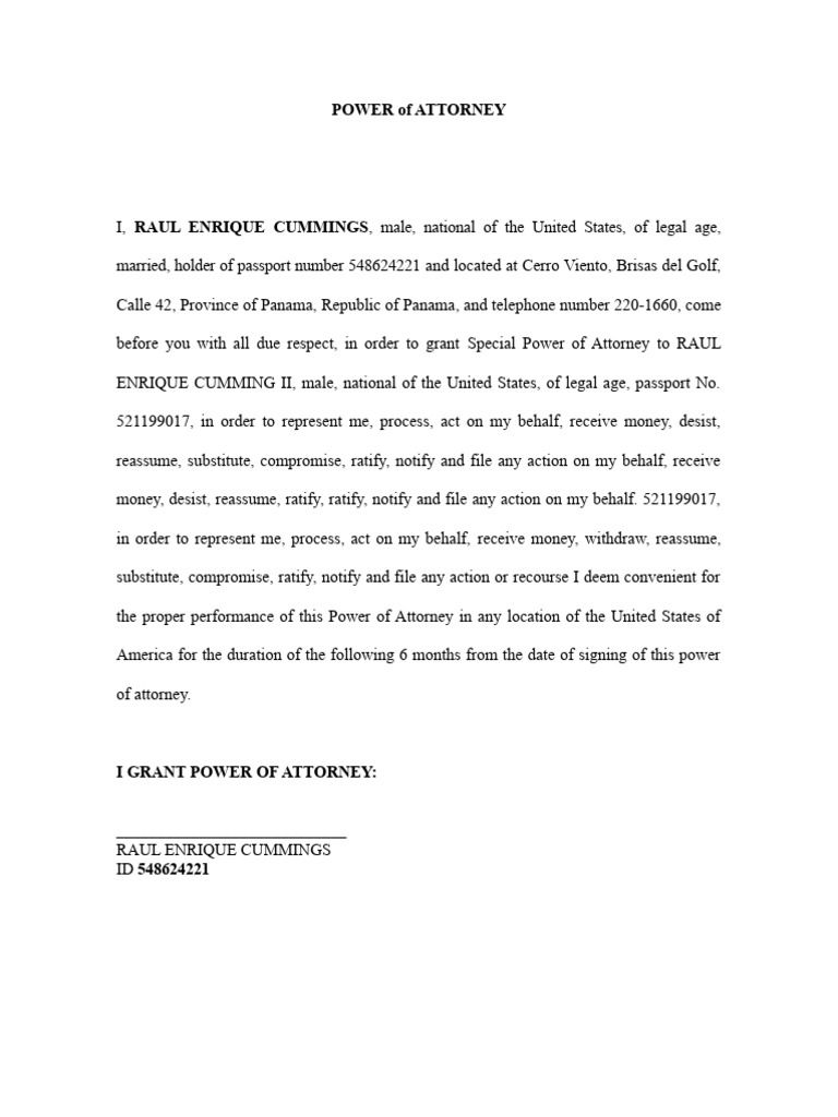 POWER of ATTORNEY - English | PDF