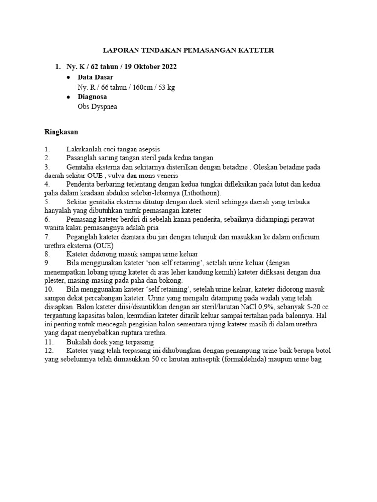 Tindakan Medis Pemasangan Kateter | PDF Tindakan Medis Pemasangan Kateter | PDF