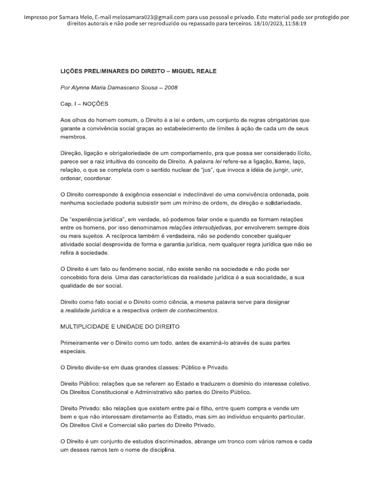 Miguel Reale - Fichamento | PDF