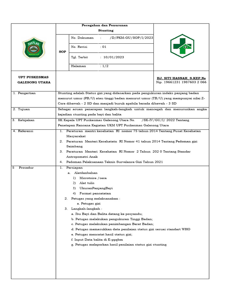 Sop Pencegahan Dan Penurunan Stunting | PDF | Sains & Matematika